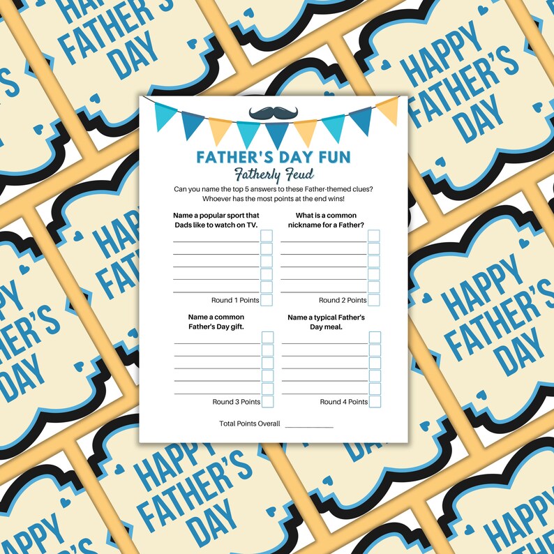 Printable Father's Day Game for All Ages | Family Feud Quiz | Friendly ...