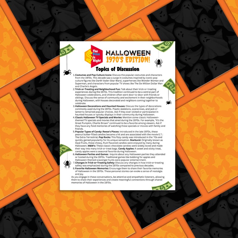 Retro Halloween Price is Right Game | 1970s Nostalgia (digital Download ...