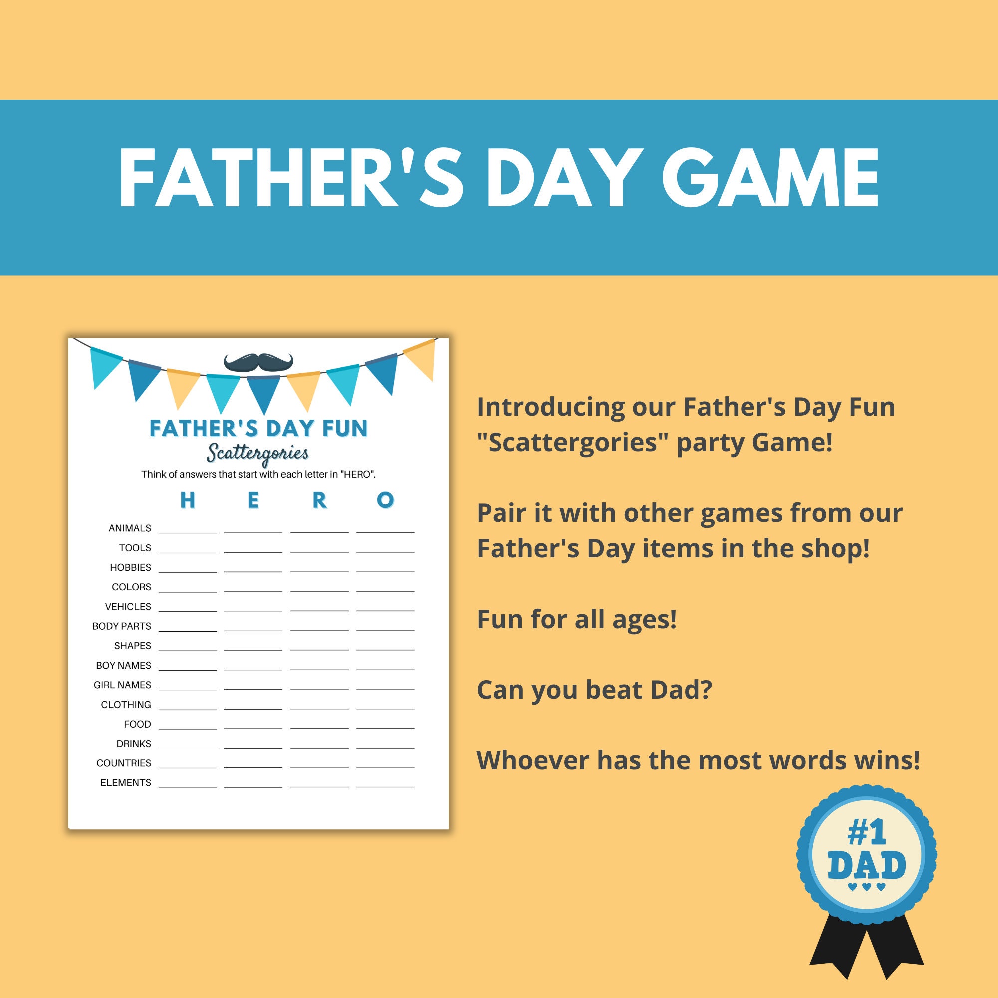 Father's Day Party Game | Printable Scattergories Activity | Family Fun ...