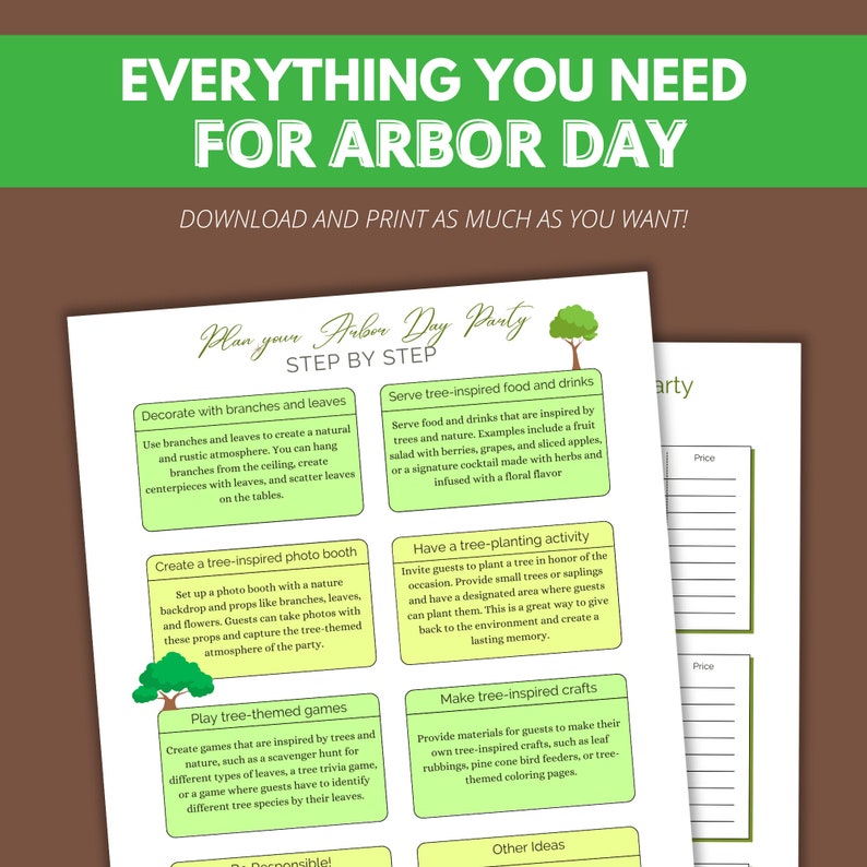 Arbor Day Celebration Printable Bundle, Tree-themed Party, Arbor Day ...