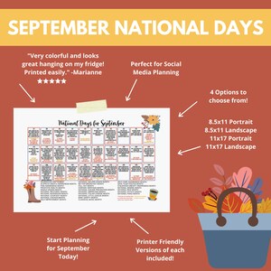 Printable September National Day Calendar | Holiday Tracker at a Glance ...
