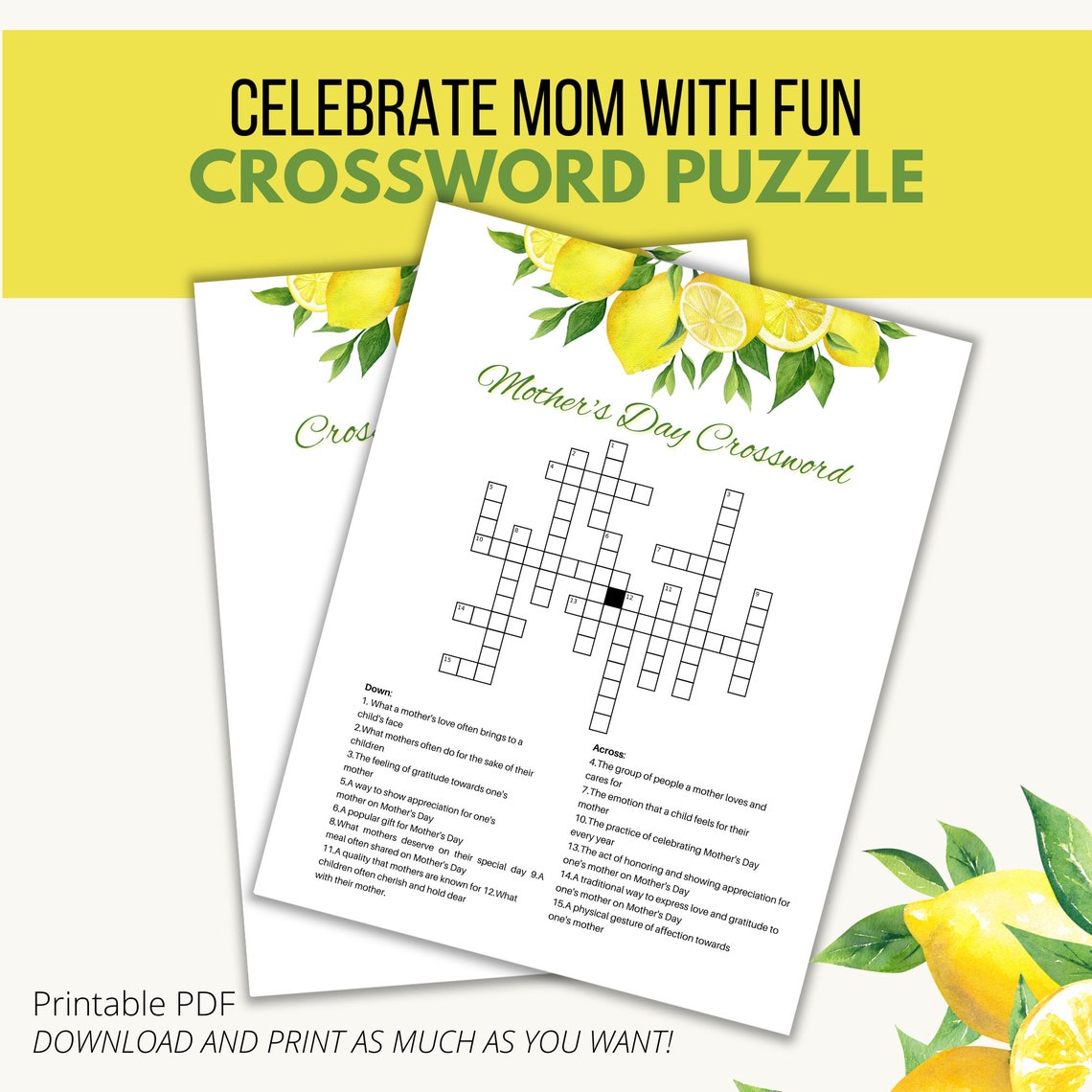 Printable Mother's Day Crossword Puzzle With Answers, Test Your ...