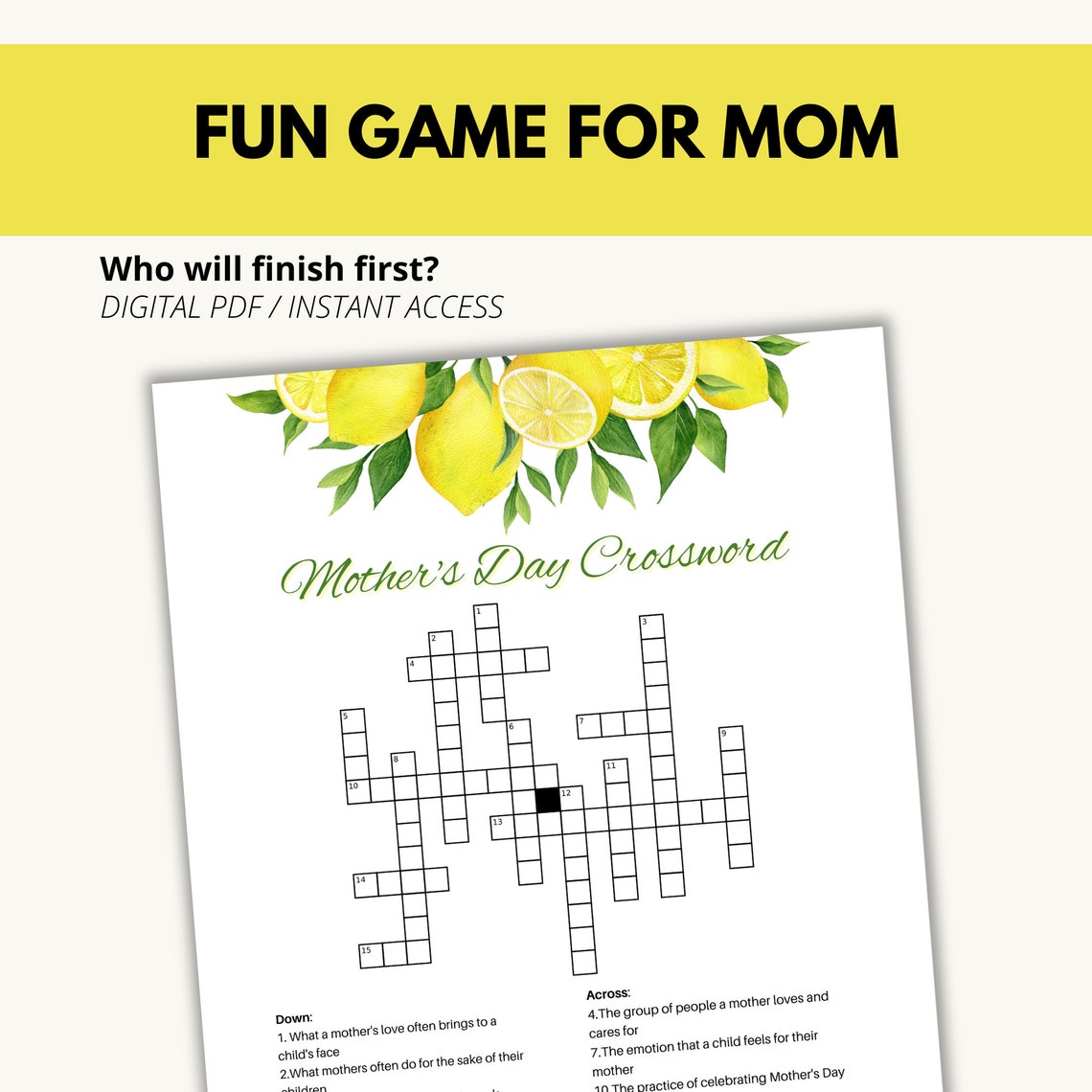 Printable Mother's Day Crossword Puzzle With Answers, Test Your ...