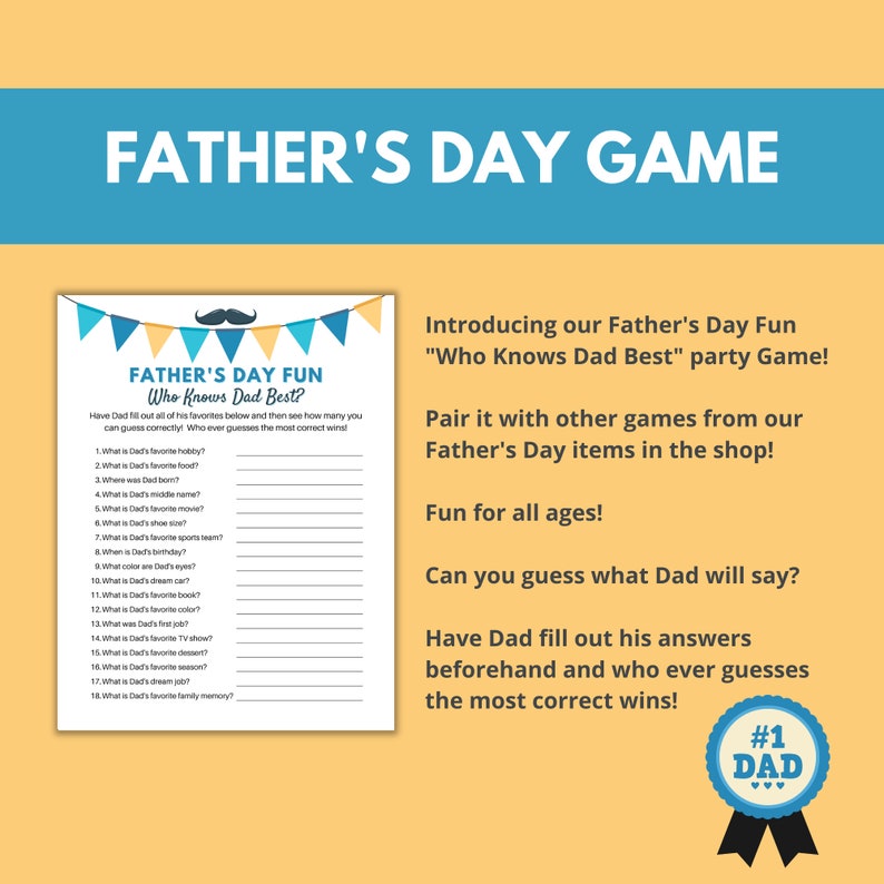 Printable Father's Day Game | Who Knows Dad Best Challenge | Family ...