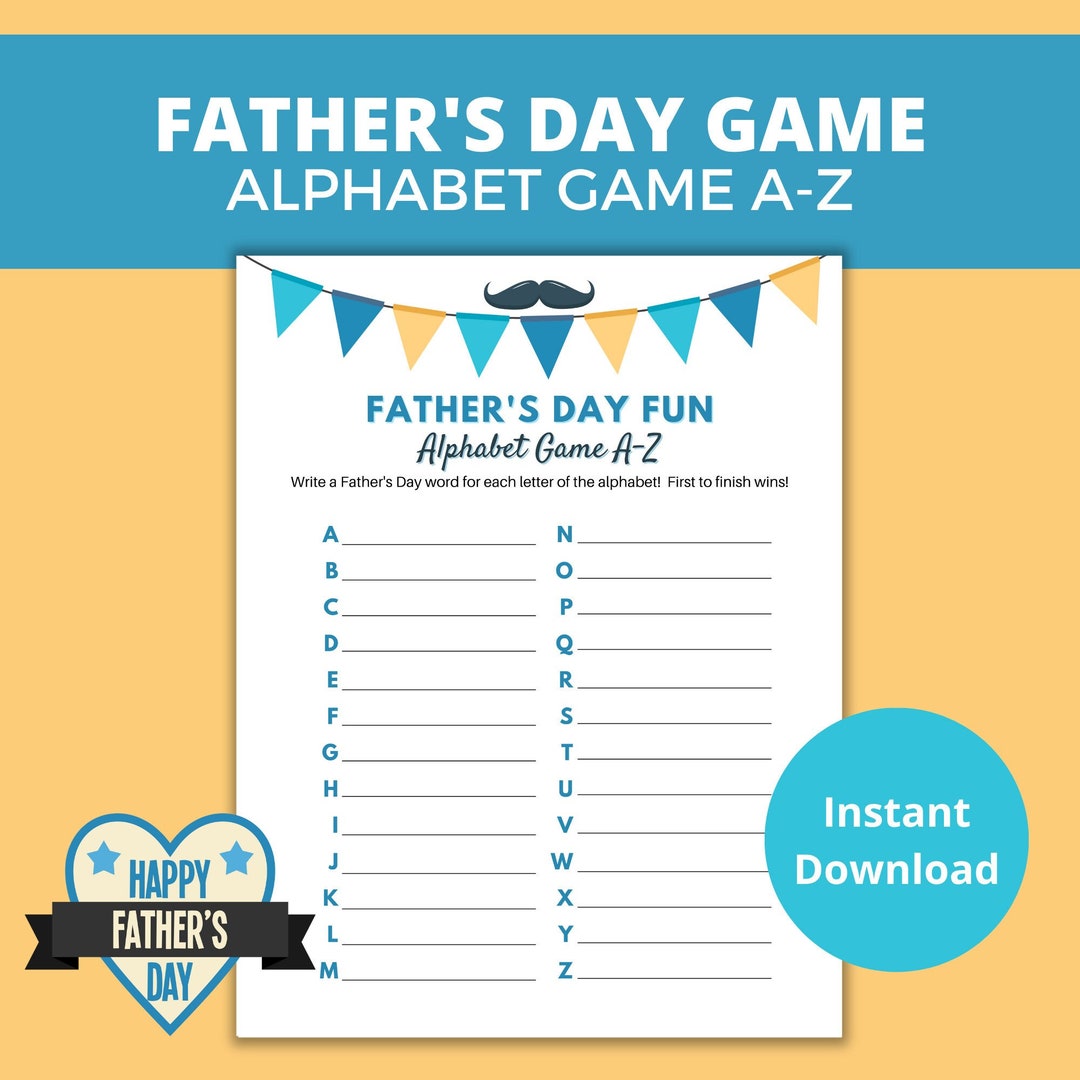Printable Father's Day Brain Teaser | Alphabet Game A-Z Instant ...