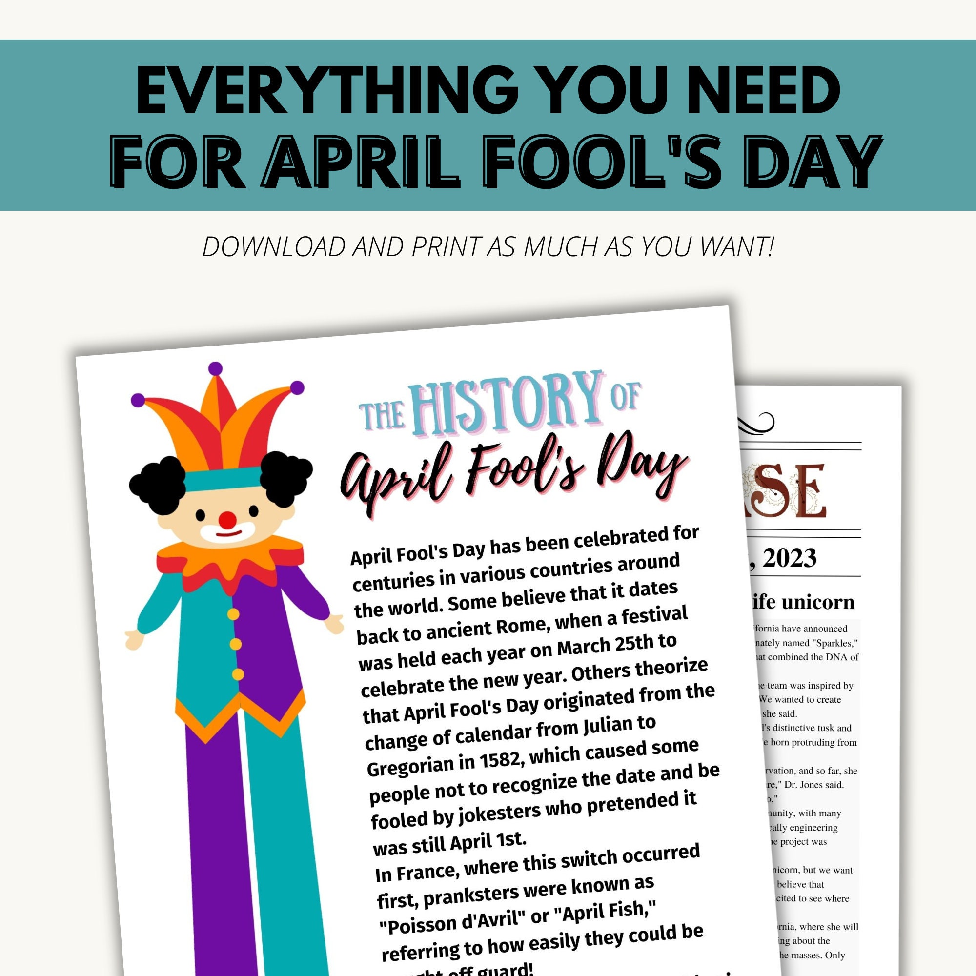 April Fool's Day Activity Bundle | Things to Do | Digital Prints ...
