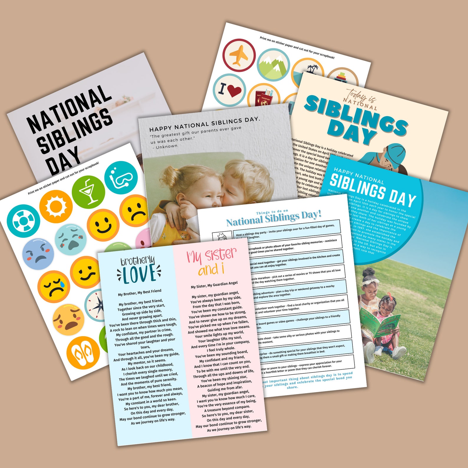 National Siblings Day Printable Bundle, National Siblings Day Prints ...
