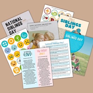 National Siblings Day Printable Bundle, National Siblings Day Prints ...