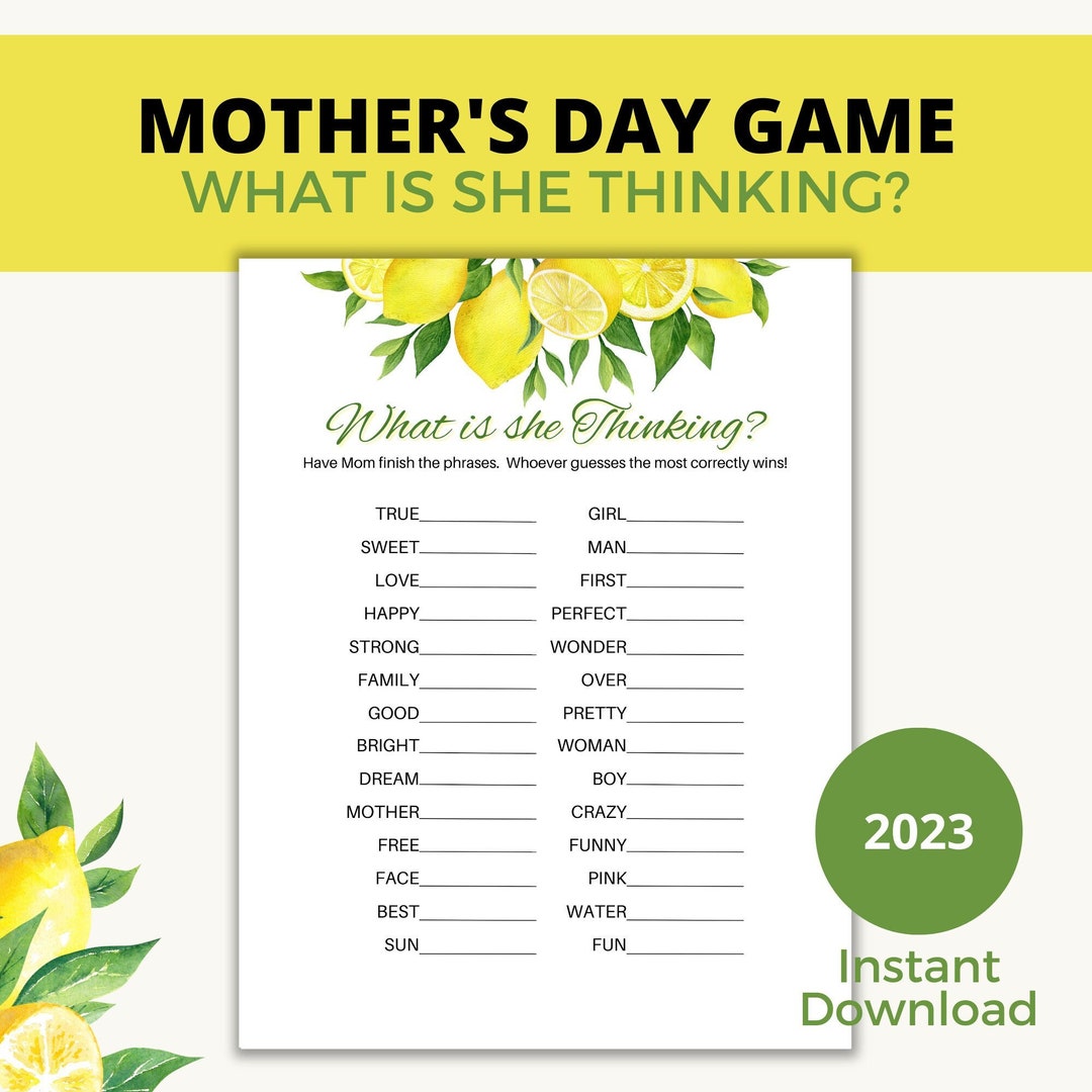 Mother's Day Game | What is She Thinking Quiz (printable) - Etsy