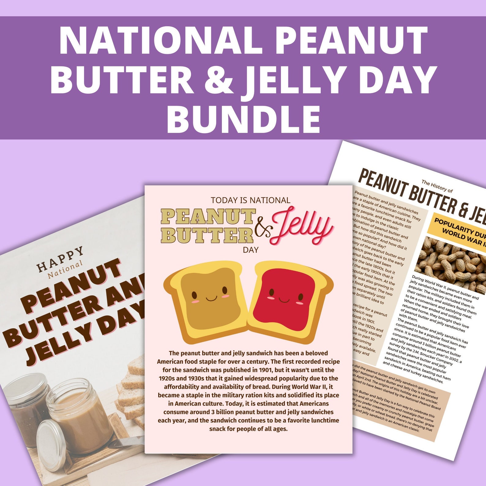 National Peanut Butter and Jelly Day Bundle, Peanut Butter and Jelly ...