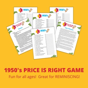 Vintage Game, Printable Party Game, Retro Price is Right, 1950's ...