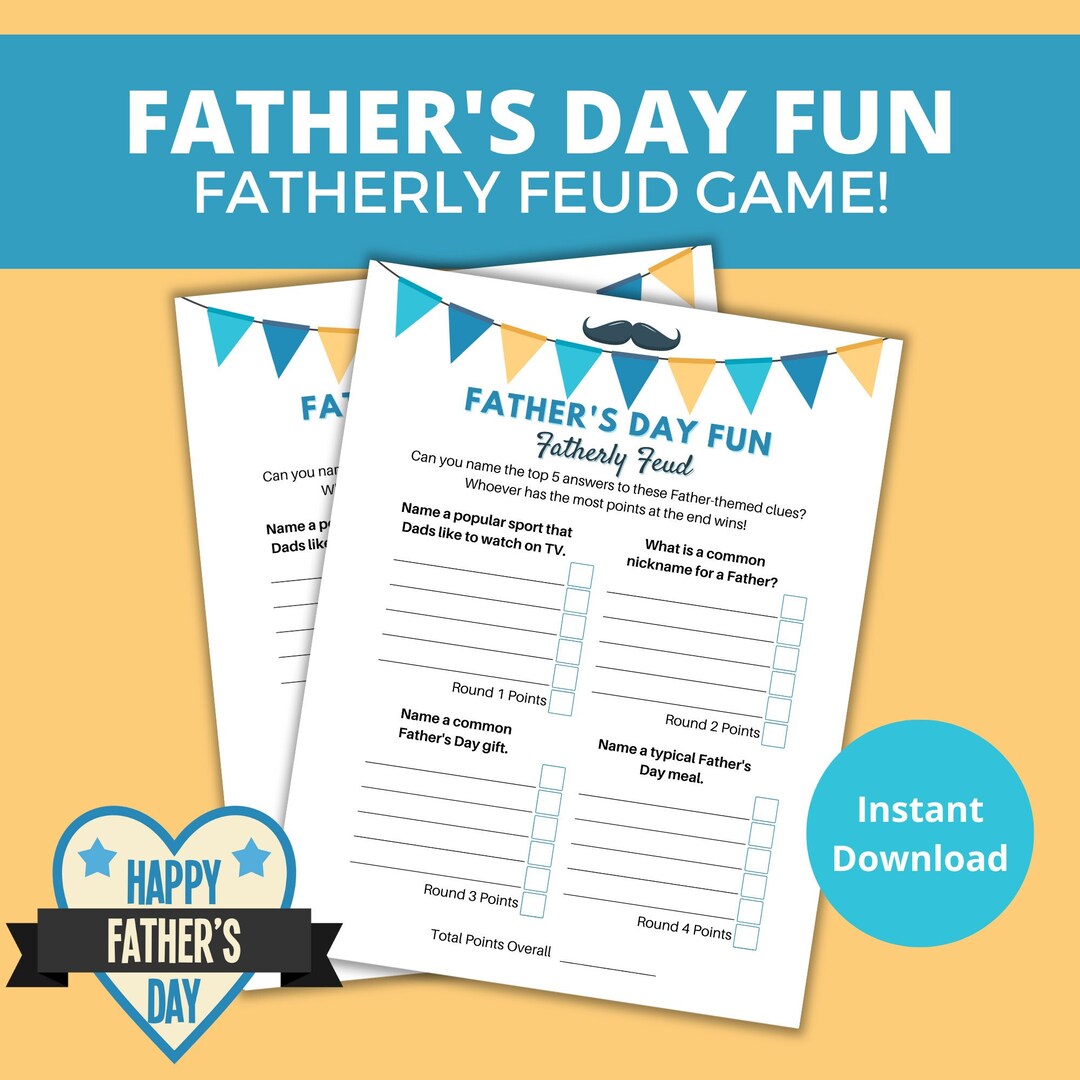 Printable Father's Day Game for All Ages | Family Feud Quiz | Friendly ...