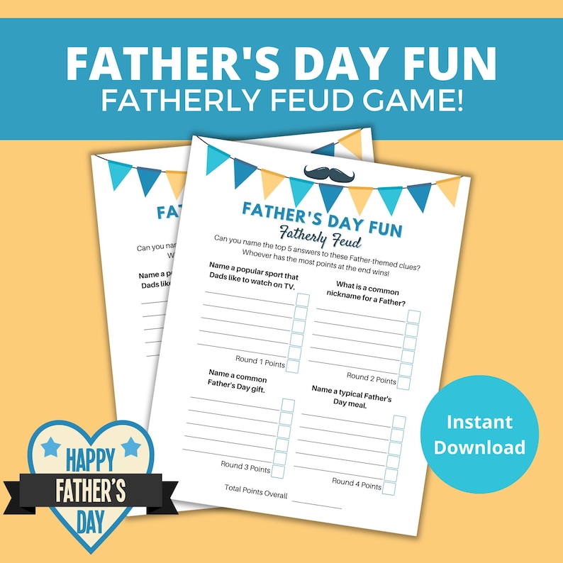 Printable Father's Day Game for All Ages | Family Feud Quiz | Friendly ...
