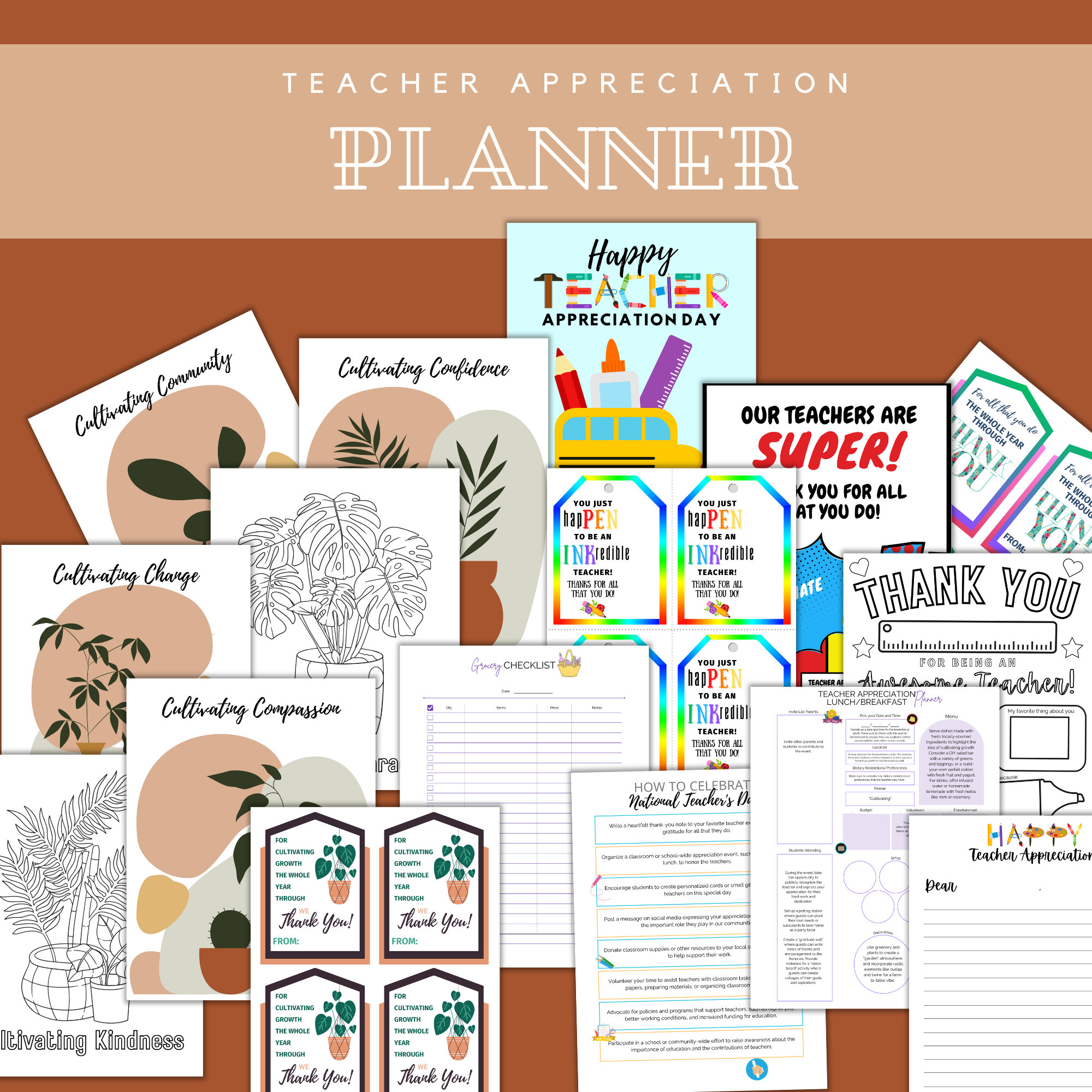National Teacher Appreciation Day Printables, Celebration Planner and ...
