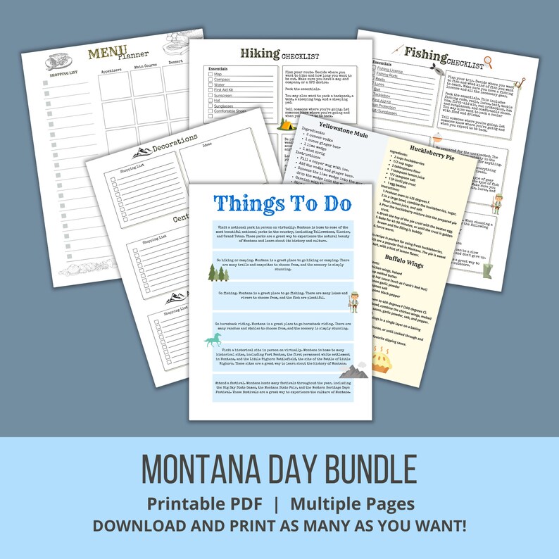 Montana Day Printable Bundle, Planner, Checklists (digital Download) - Etsy