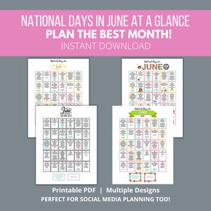 June National Day Calendar Printable | at a Glance Holiday Tracker ...