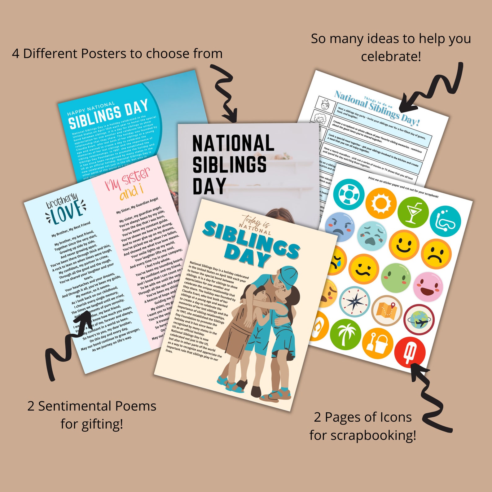 National Siblings Day Printable Bundle, National Siblings Day Prints ...