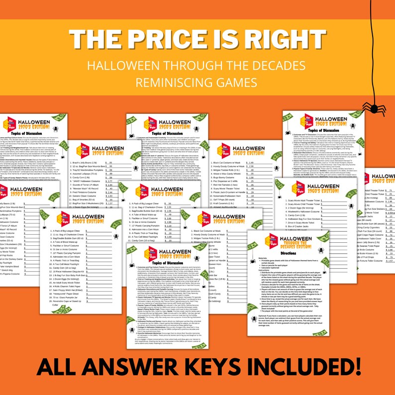 Retro Halloween Price is Right Game Bundle | 4 Decades of Fun | 1950s ...