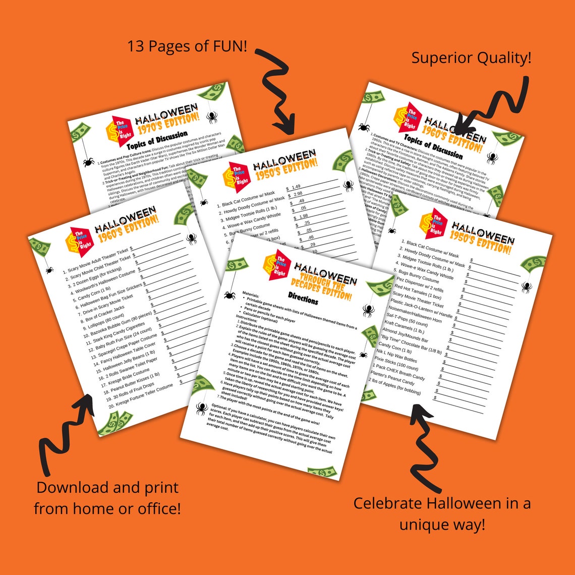 Retro Halloween Price is Right Game Bundle 4 Decades of Fun - Etsy