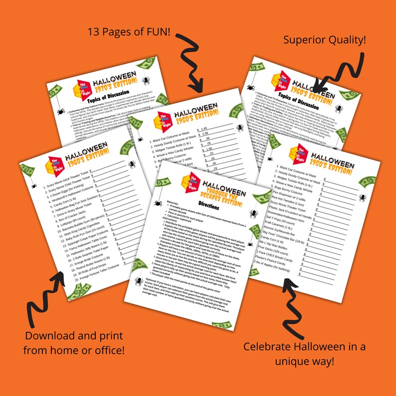 Retro Halloween Price is Right Game Bundle | 4 Decades of Fun | 1950s ...