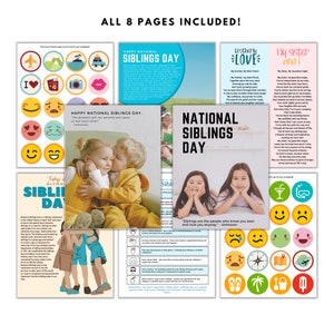 National Siblings Day Printable Bundle, National Siblings Day Prints ...