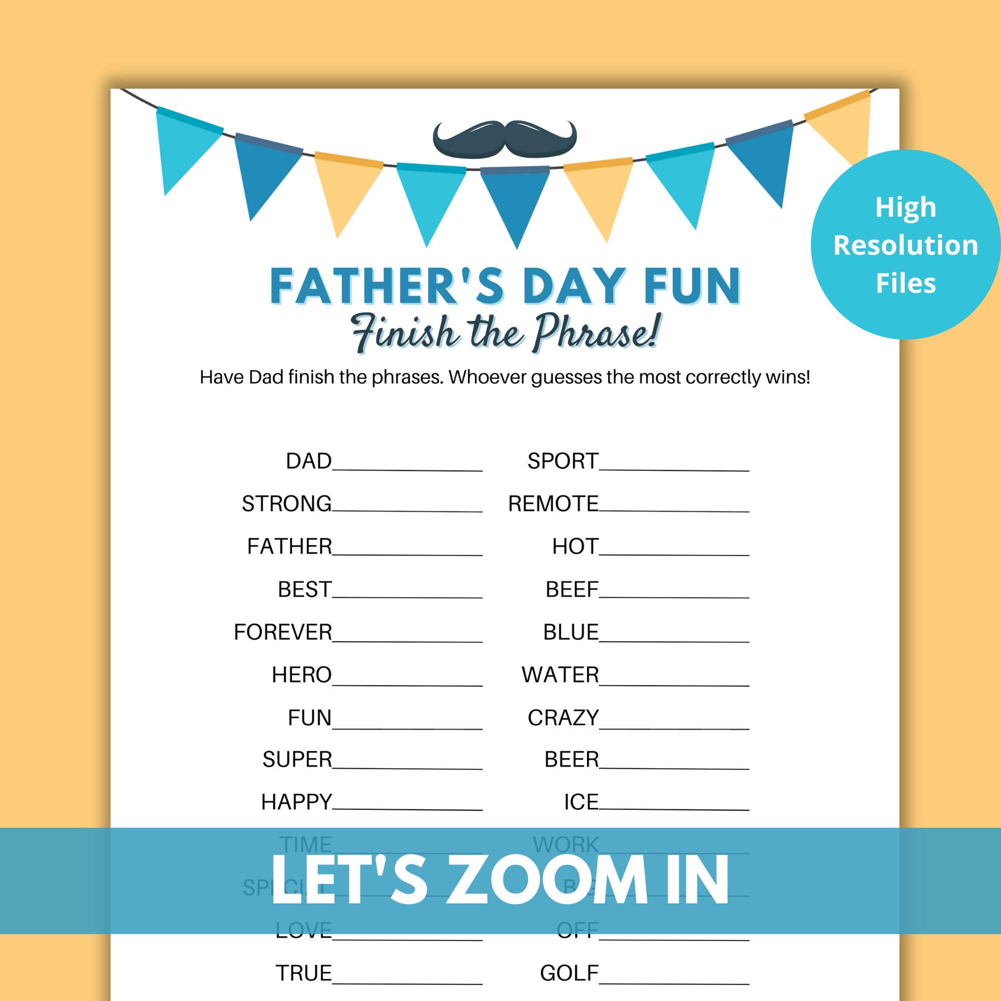 Printable Father's Day Game | Finish the Phrase Party Activity for Dad ...