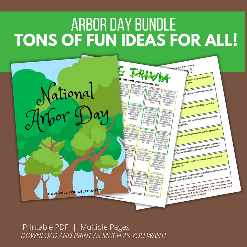 Arbor Day Celebration Printable Bundle, Tree-themed Party, Arbor Day ...