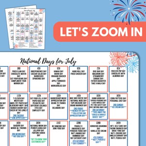 Printable July National Day Calendar | Holiday Tracker at a Glance ...
