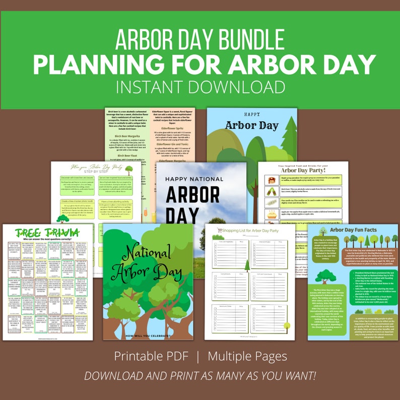 Arbor Day Celebration Printable Bundle, Tree-themed Party, Arbor Day ...
