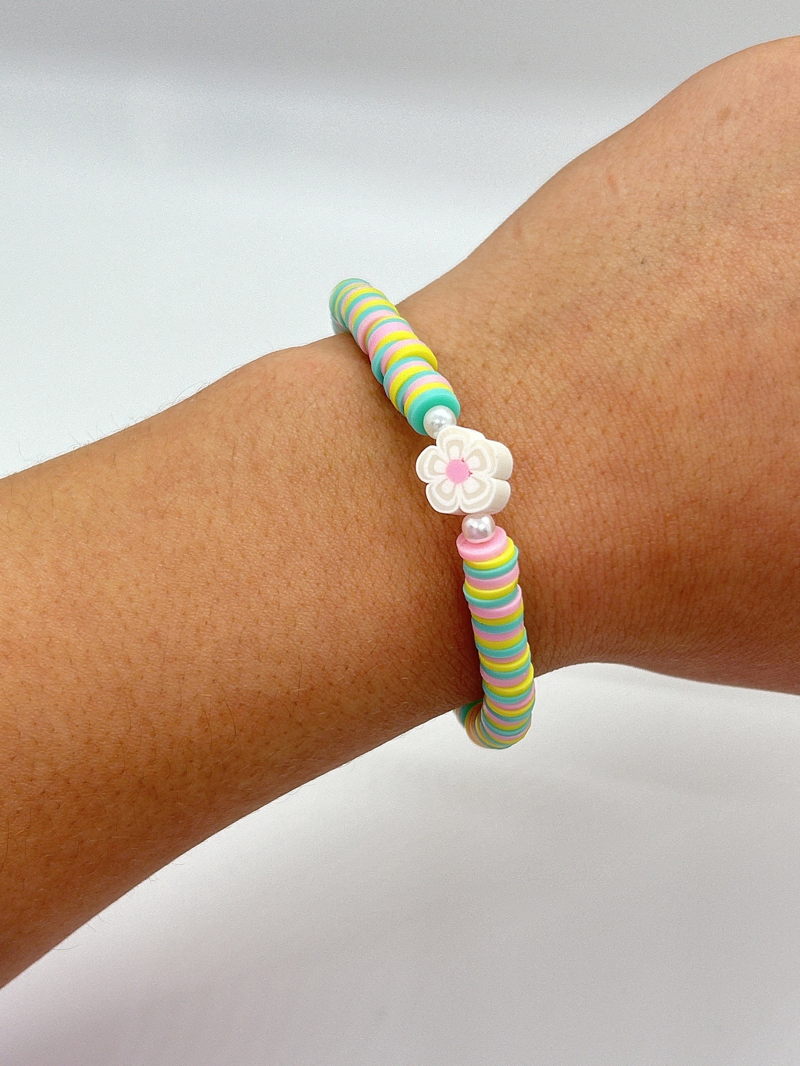 Easter Bracelet Set | Pink, Blue, and Yellow | Clay Bead | Spring ...