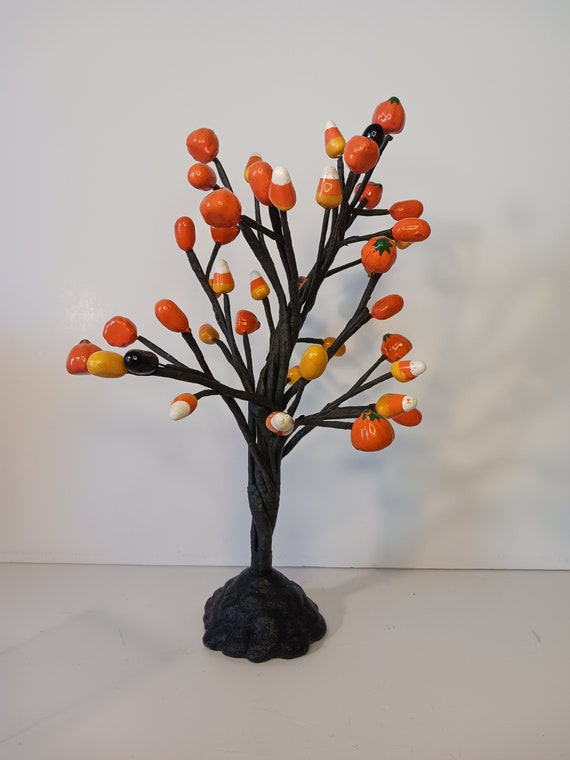 Halloween Tree with Candy Corn & Pumpkins - Gem