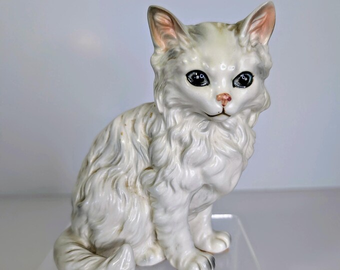 Lefton Vintage China White Kitten - Etsy