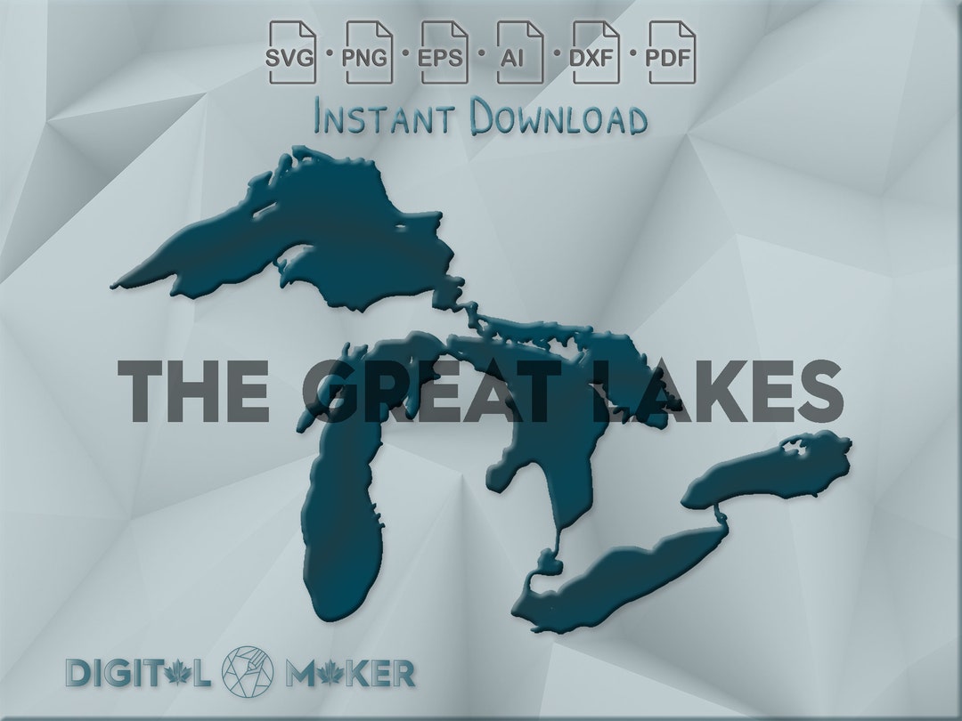 The Great Lakes Graphic Set: Solid and Outline. Great for Cricut ...