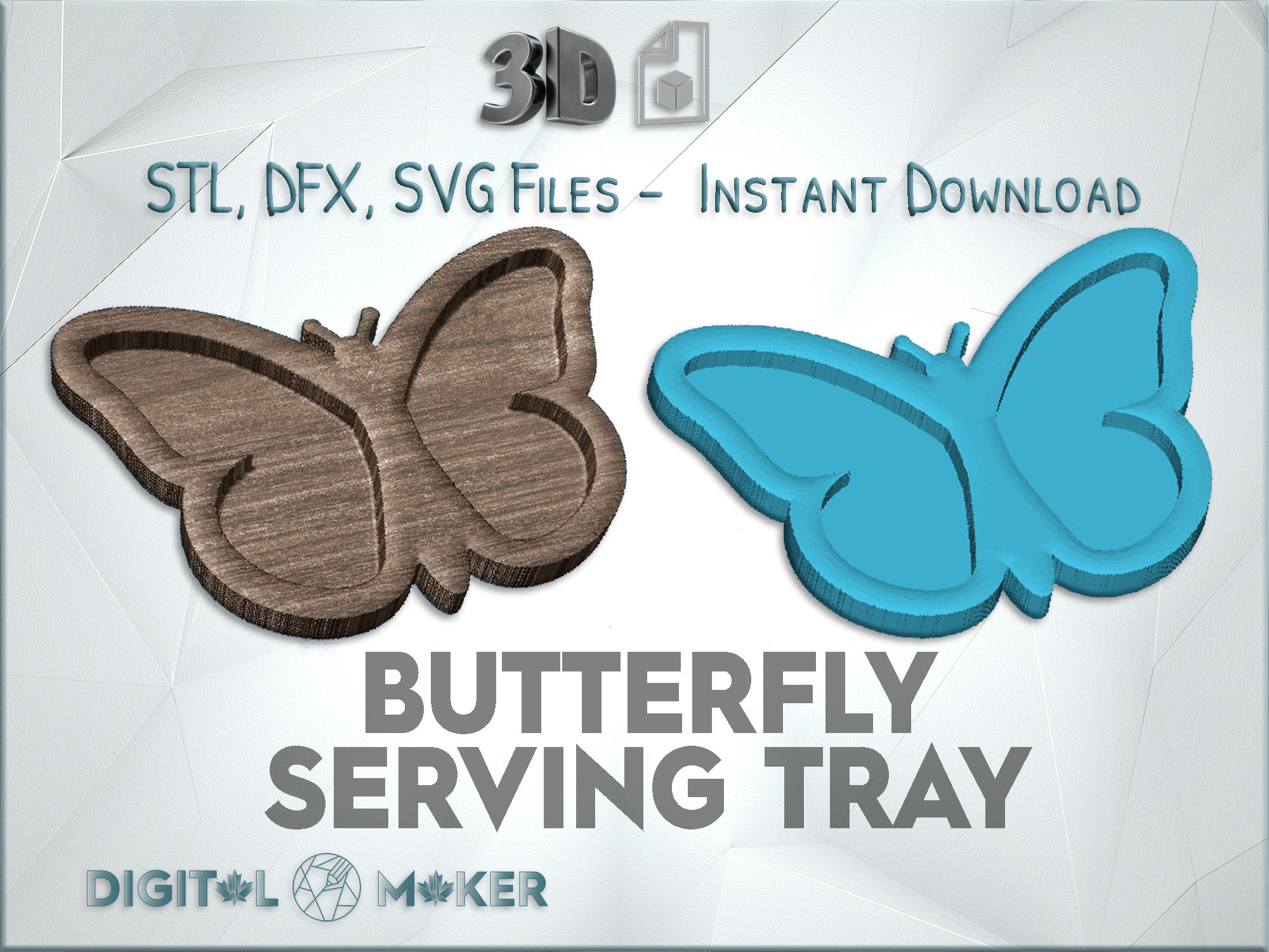 BUTTERFLY Serving Tray STL/3D File - Great for 3d Printers, Cnc or With ...