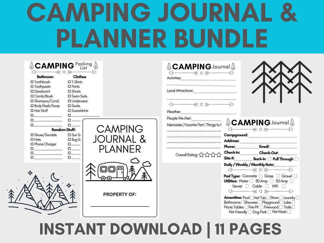 Printable Camping Journal & Planner Bundle | Remember Your Adventures ...