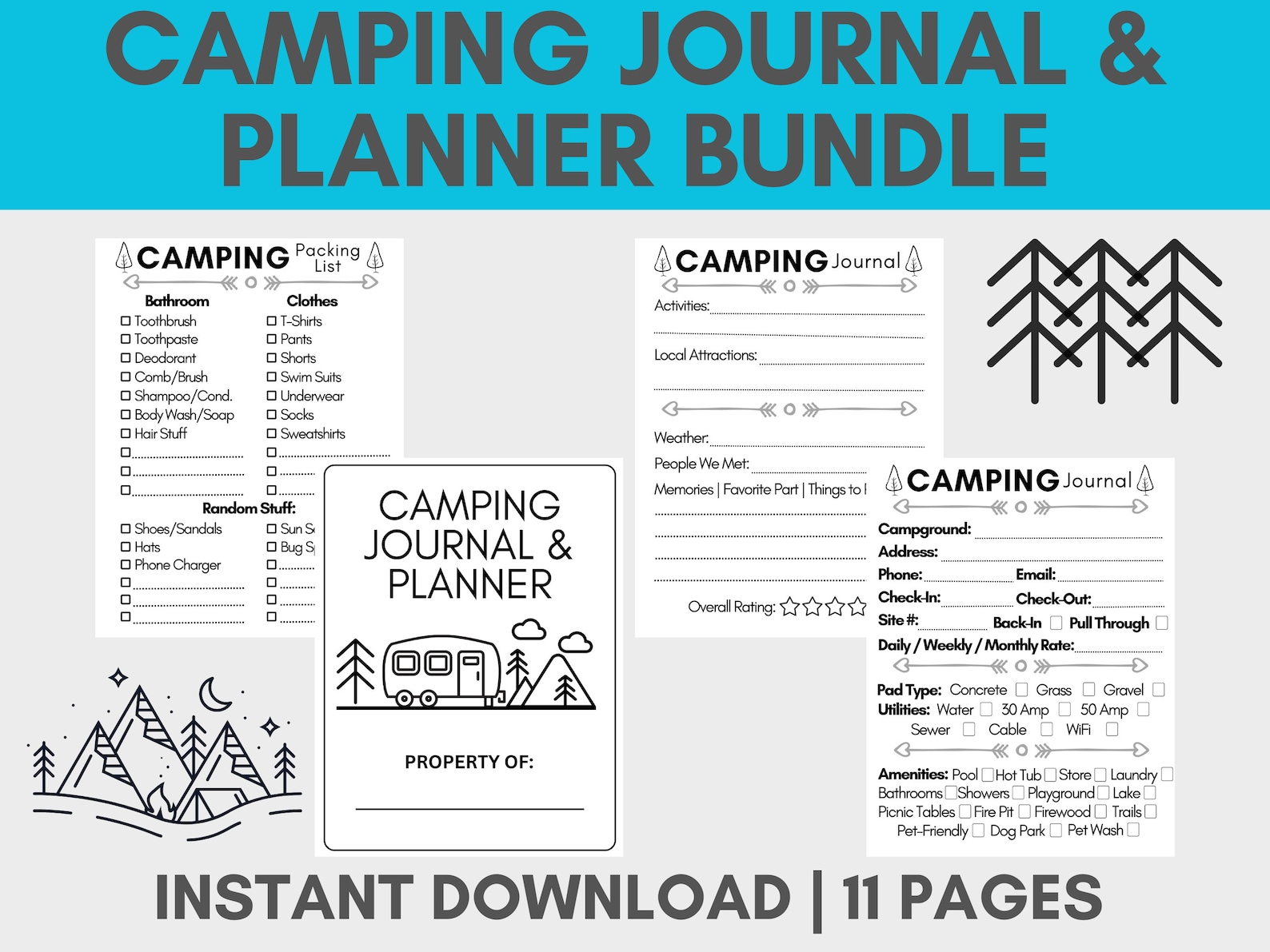 Printable Camping Journal & Planner Bundle | Remember Your Adventures ...