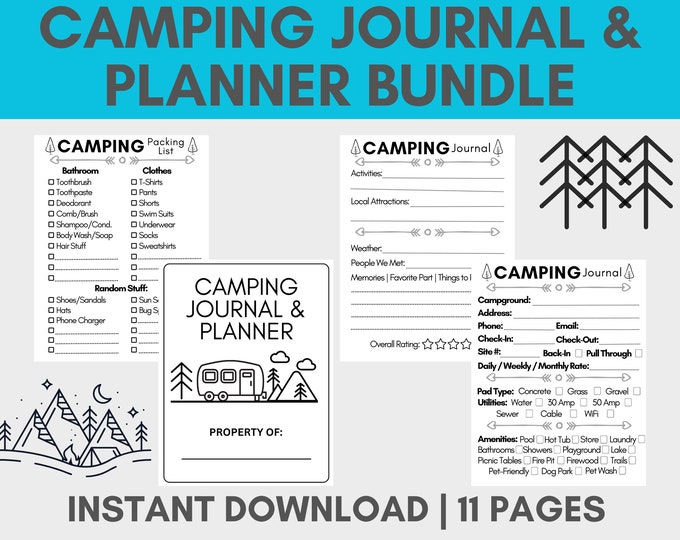 Printable Camping Planner | Camping Journal | Meal Planner | RV ...