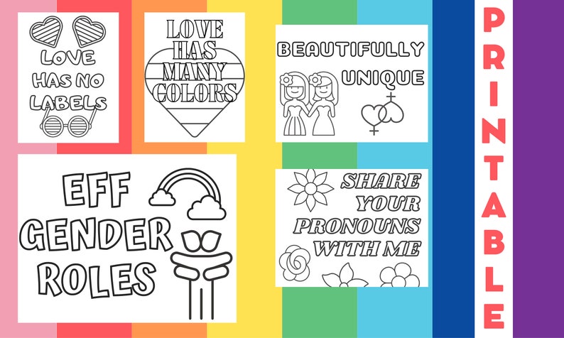 Instant Download LGBTQ Positive Affirmation Coloring Pages for Mental ...
