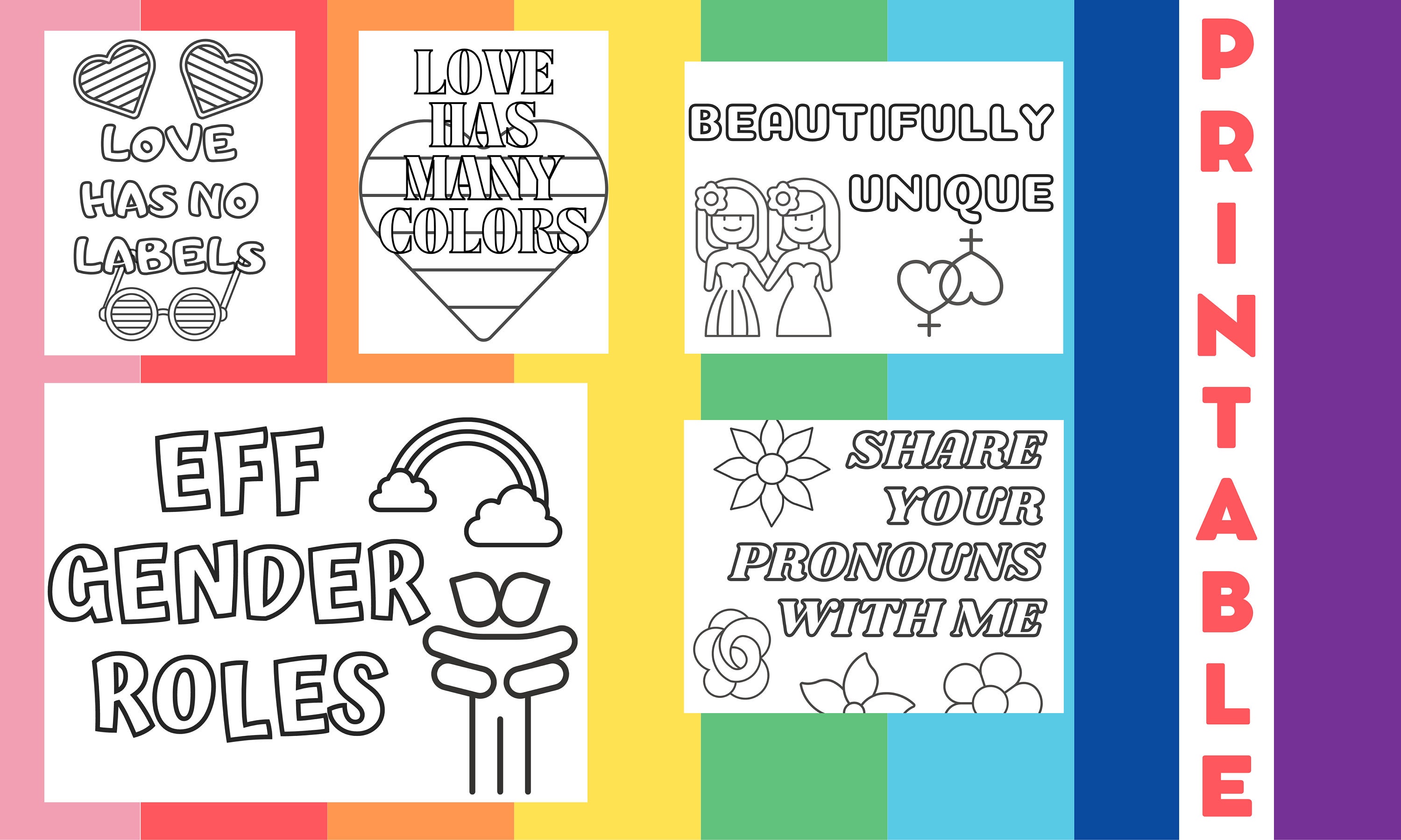 Instant Download LGBTQ Positive Affirmation Coloring Pages for Mental ...