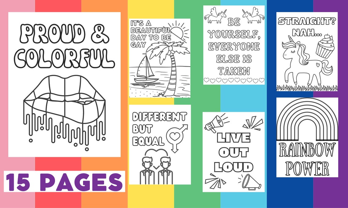 Instant Download LGBTQ Positive Affirmation Coloring Pages for Mental ...