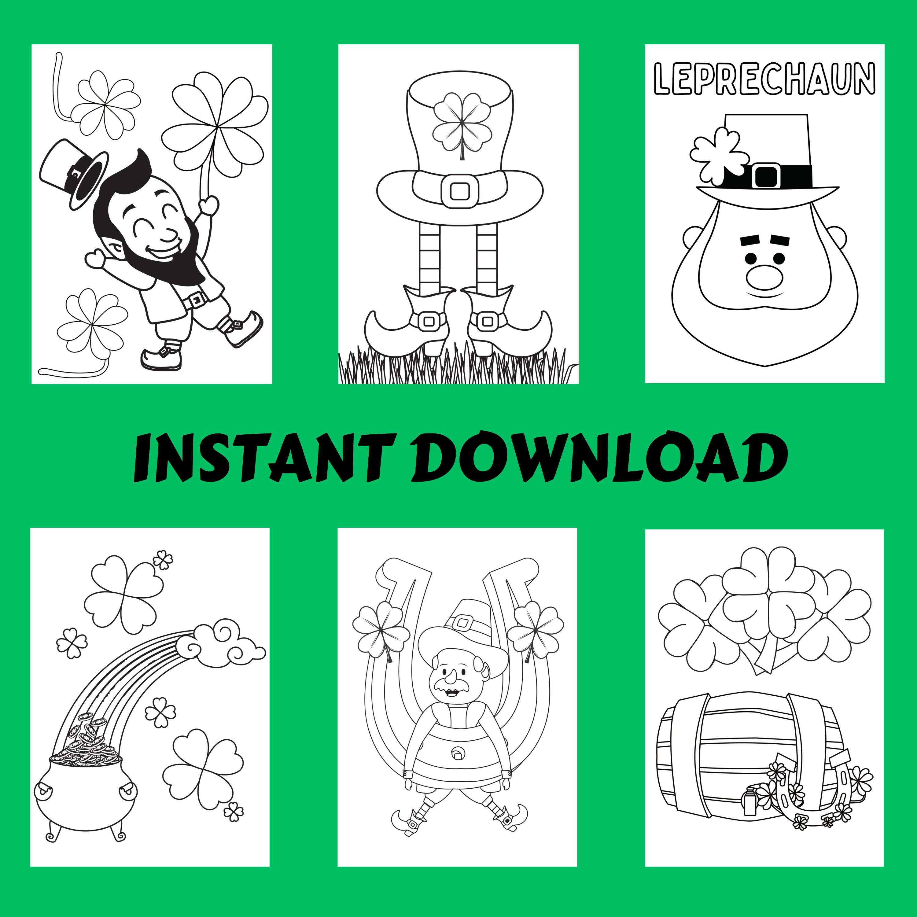 St. Patricks Day Coloring Page Set | St Pattys Day Coloring | Instant ...
