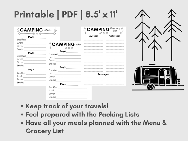 Printable Camping Journal & Planner Bundle | Remember Your Adventures ...