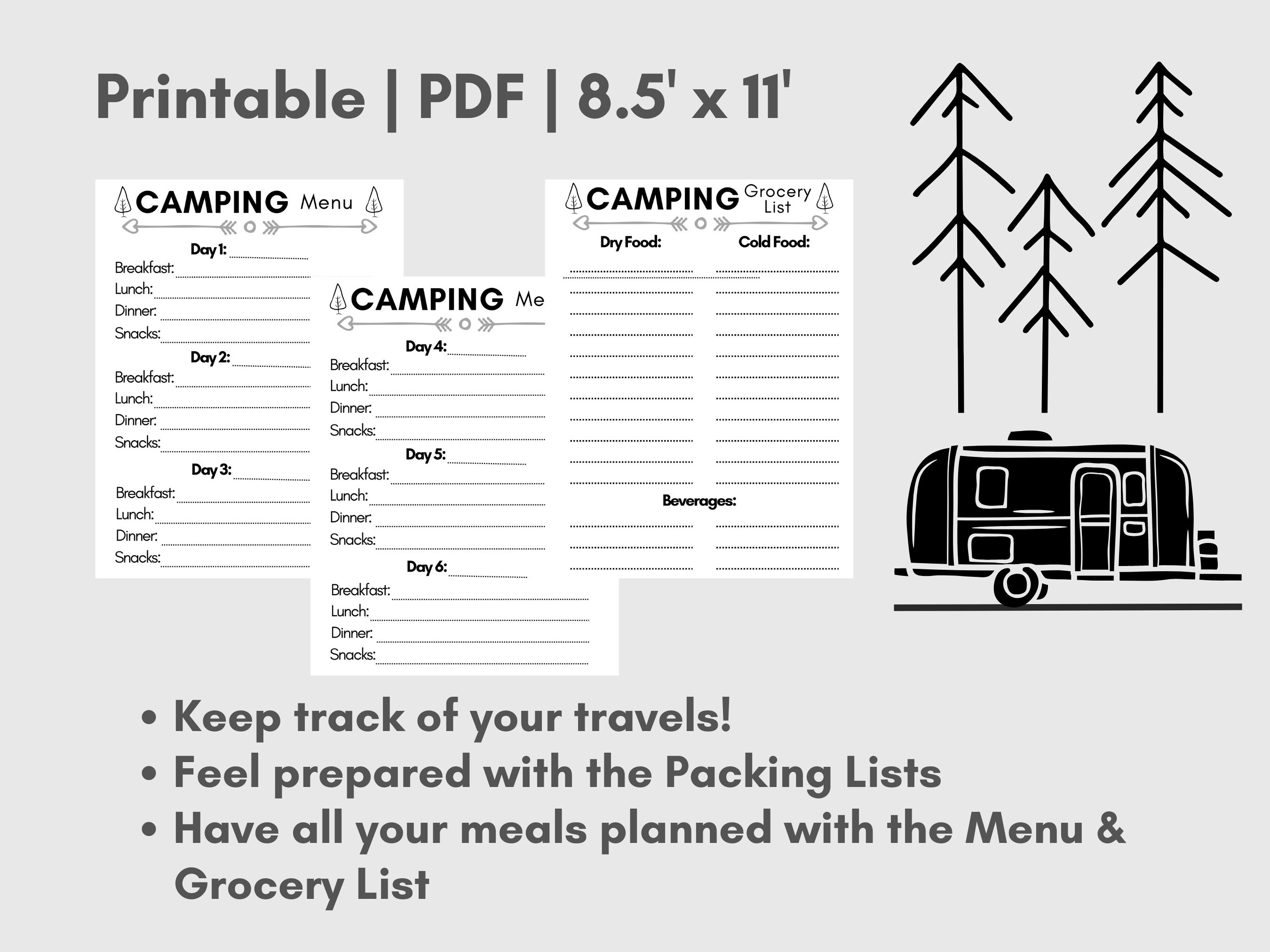 Printable Camping Journal & Planner Bundle | Remember Your Adventures ...
