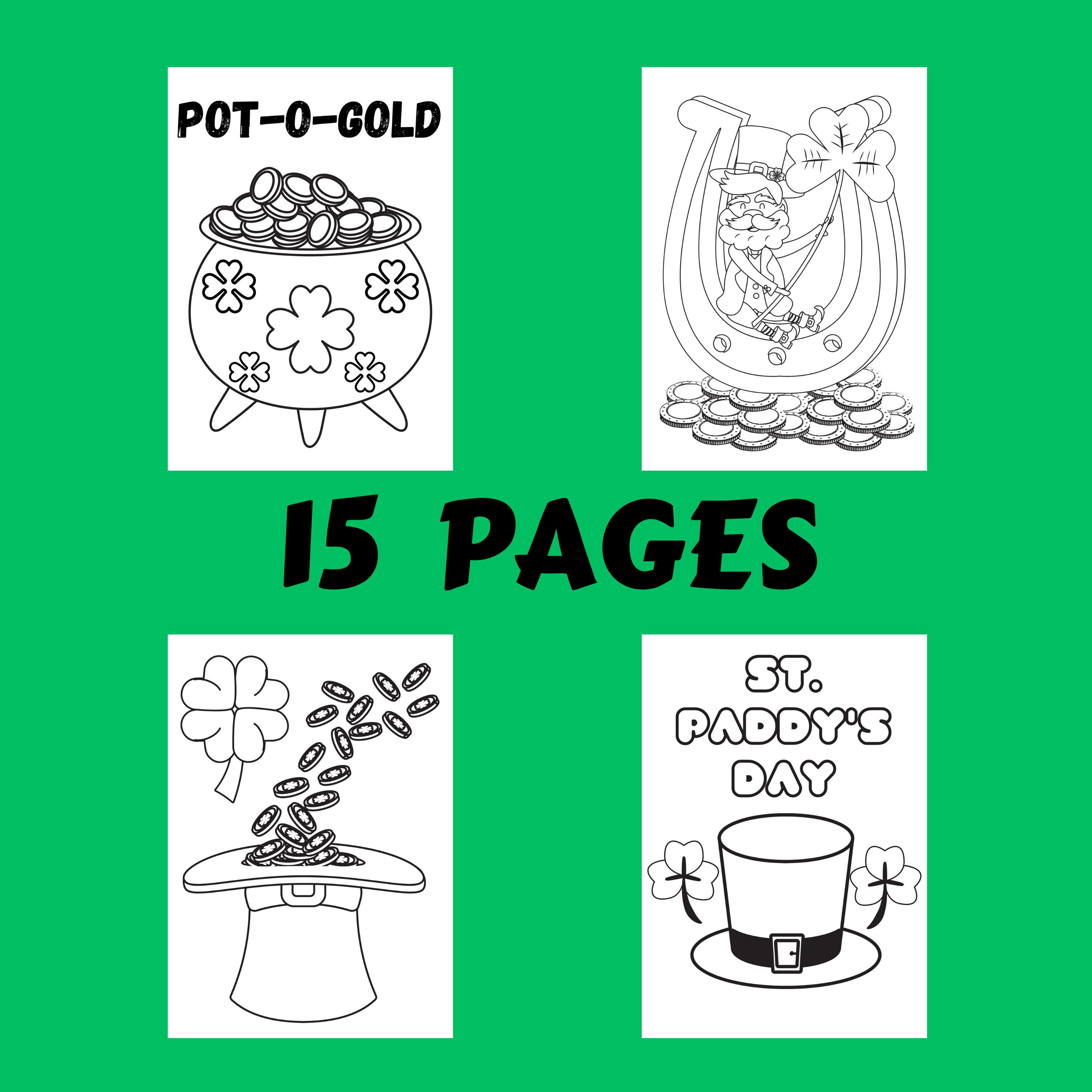 St. Patricks Day Coloring Page Set St Pattys Day Coloring Instant ...