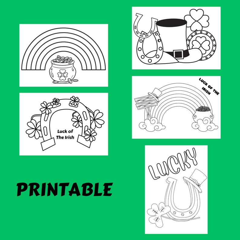 St. Patricks Day Coloring Page Set | St Pattys Day Coloring | Instant ...