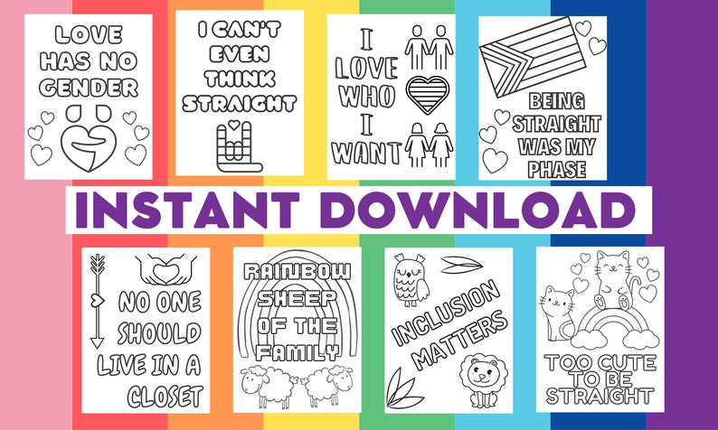 Instant Download LGBTQ Positive Affirmation Coloring Pages for Mental ...