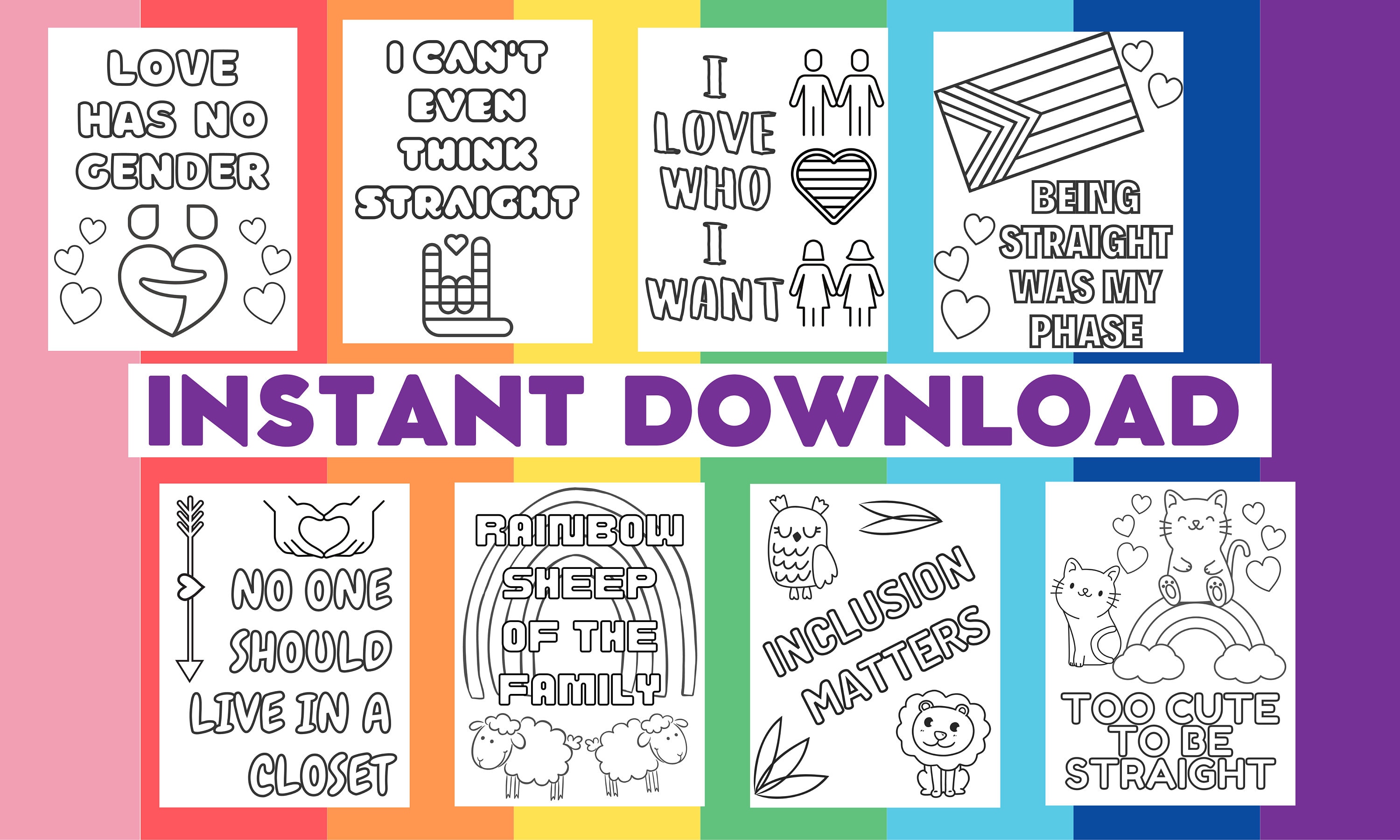 Instant Download LGBTQ Positive Affirmation Coloring Pages for Mental ...