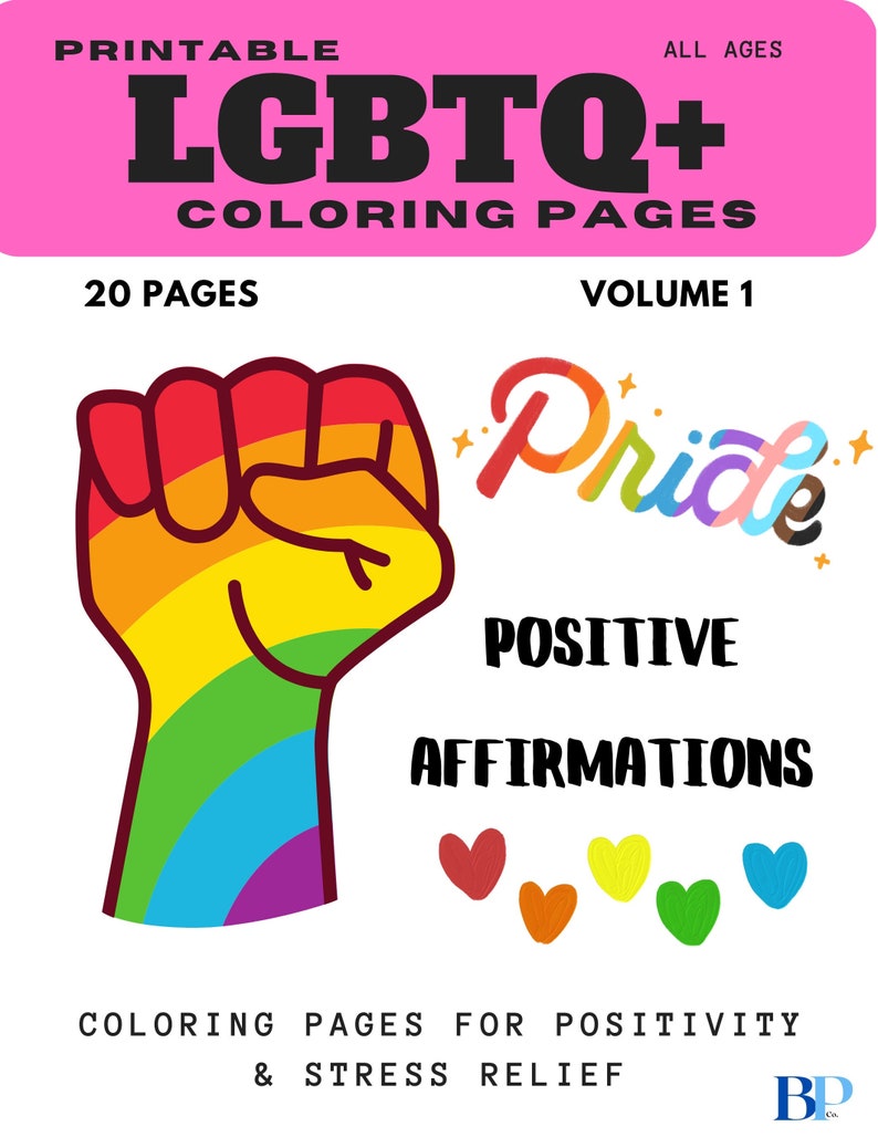 Instant Download LGBTQ Positive Affirmation Coloring Pages for Mental ...
