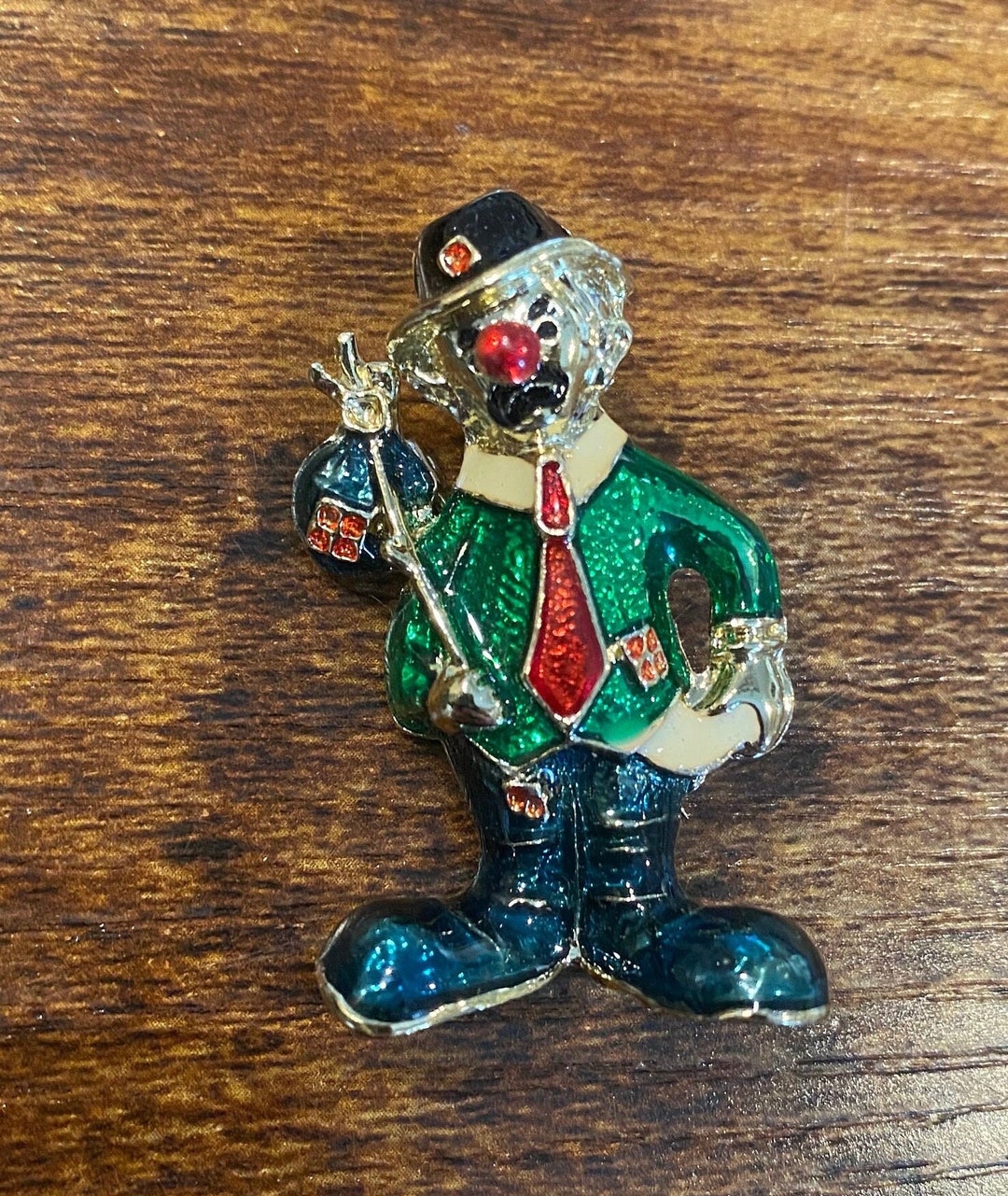 Vintage Enamel Goldtone Hobo Clown Brooch - Etsy