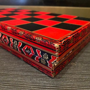 Vintage Ornate Folding Checkers & Backgammon Game Set - Etsy